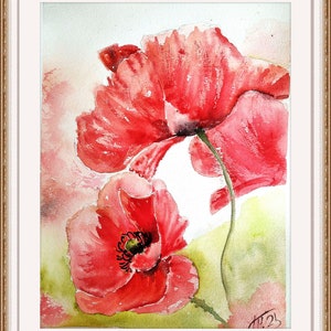 Poppies, Original Watercolor, Flowers in Watercolor 8" X 10" - Etsy