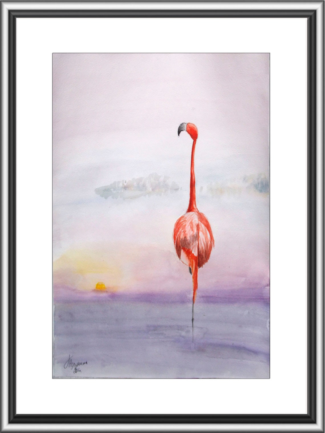 Pink Flamingo, Original Watercolor, Watercolor Brids 11.5 X 16 - Etsy