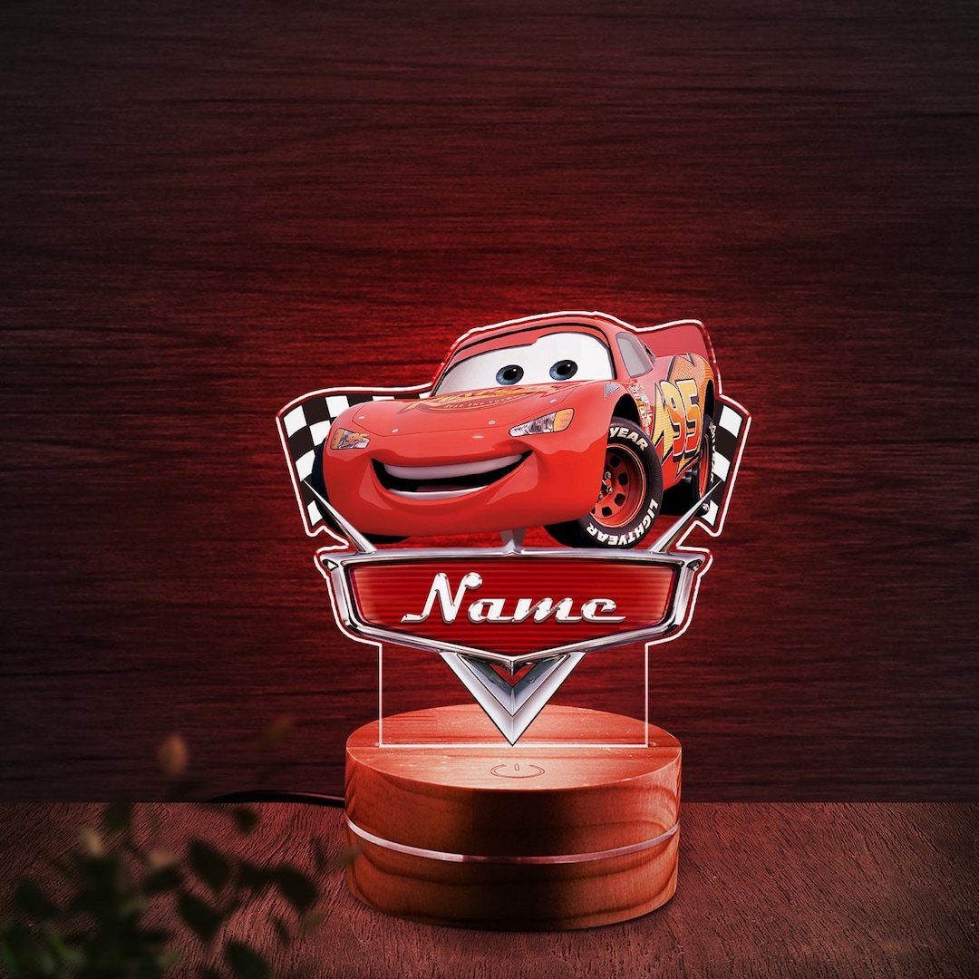 Lightning Mcqueen Night Light/personalized Cars Gift/16 Color LED Night ...