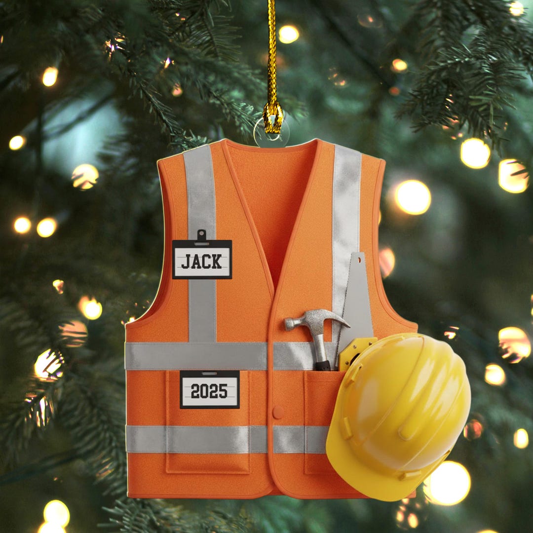 Personalized Construction Worker Ornament, Personalized Ornament ...