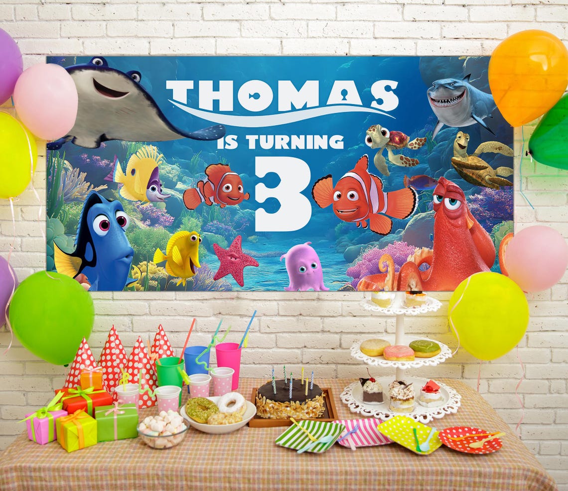 Finding Nemo Birthday Backdrop, Finding Nemo Banner, Finding Nemo Party ...
