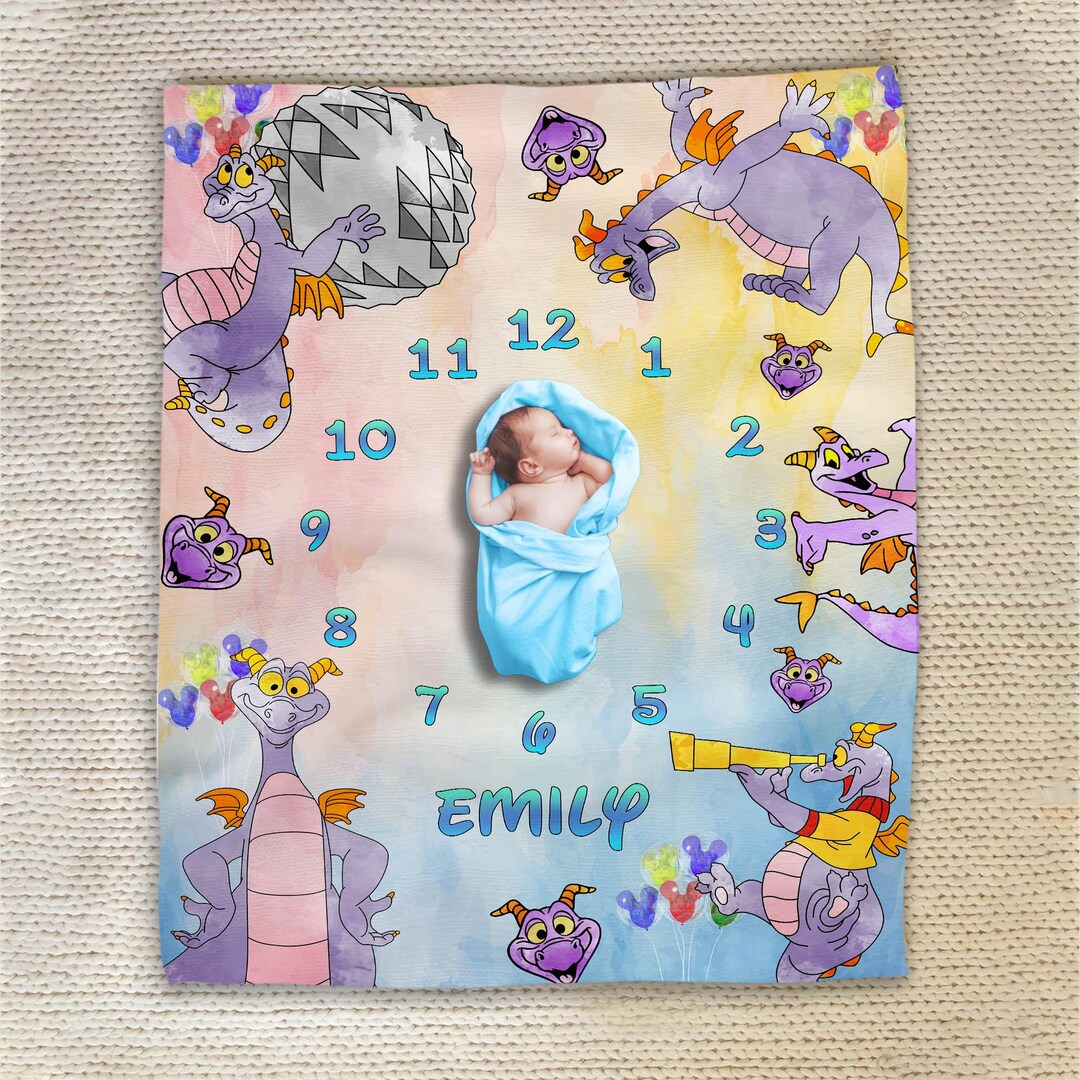Figment One Little Spark Epcot Park Blanket/figment Milestone Blanket ...