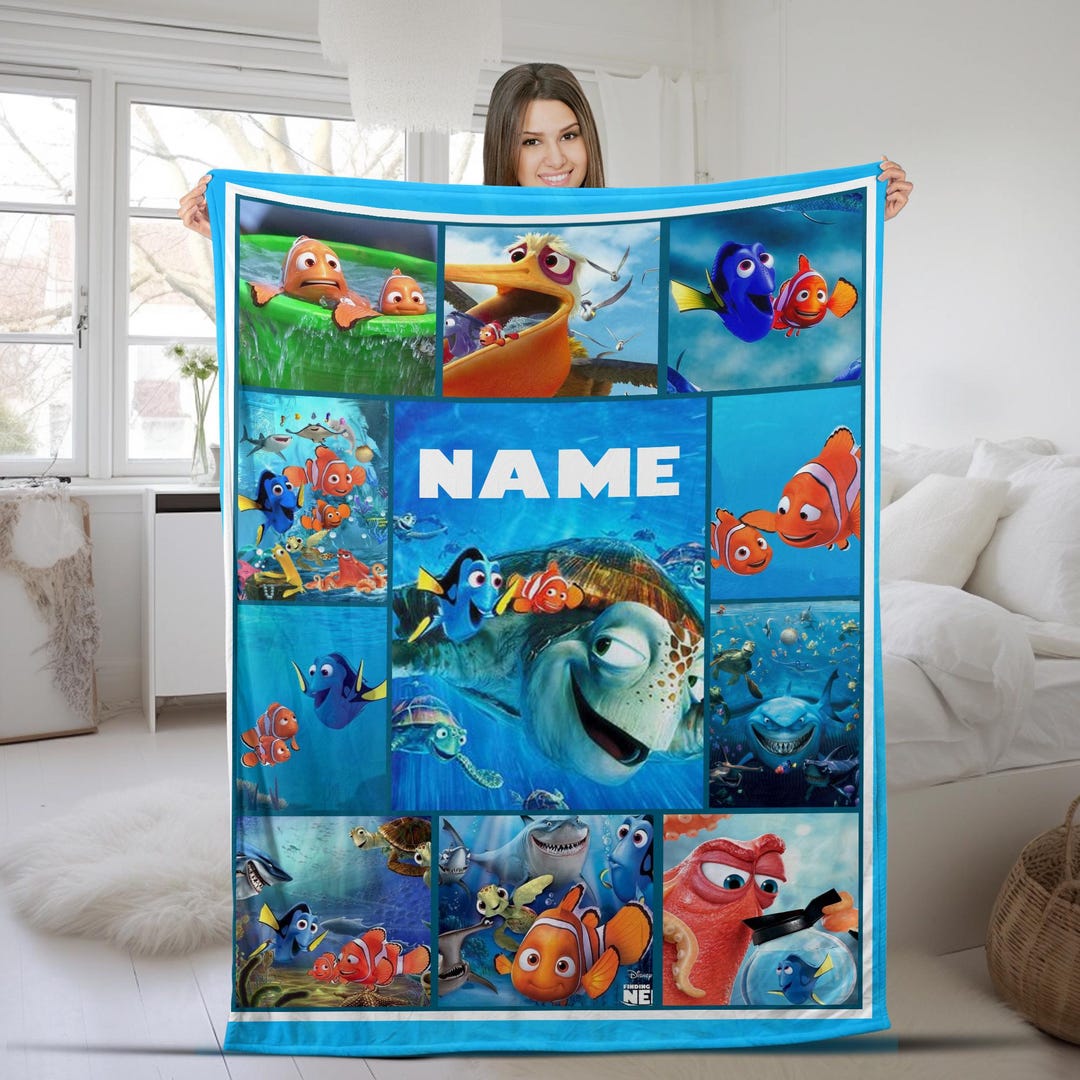 Personalized Finding Nemo Blanket, Custom Name Finding Dory Disney ...