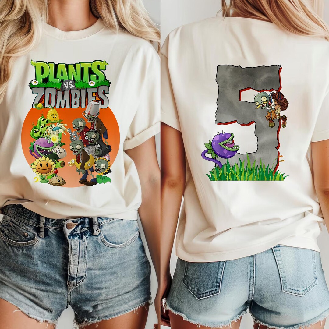 Plants Vs Zombies Birthday Shirt Pvz Kids Gamer Shirt, Family Matching ...