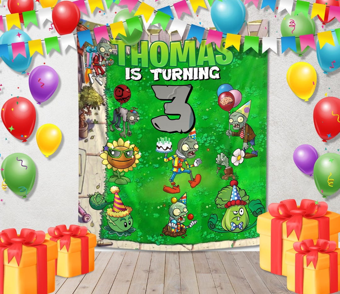 Plants Vs Zombies Banner, Personalized Birthday Party Backdrop ...