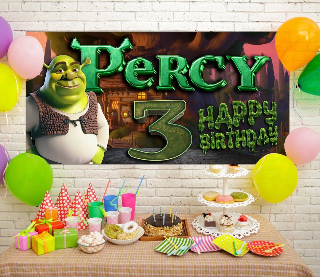 Shrek Birthday Party, Shrek Party Banner, Shrek Birthday Backdrop ...