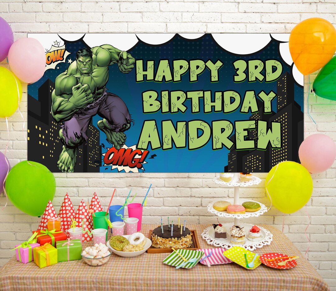 Hulk Birthday Backdrop, Superhero Birthday Banner, Hulk Decoration ...