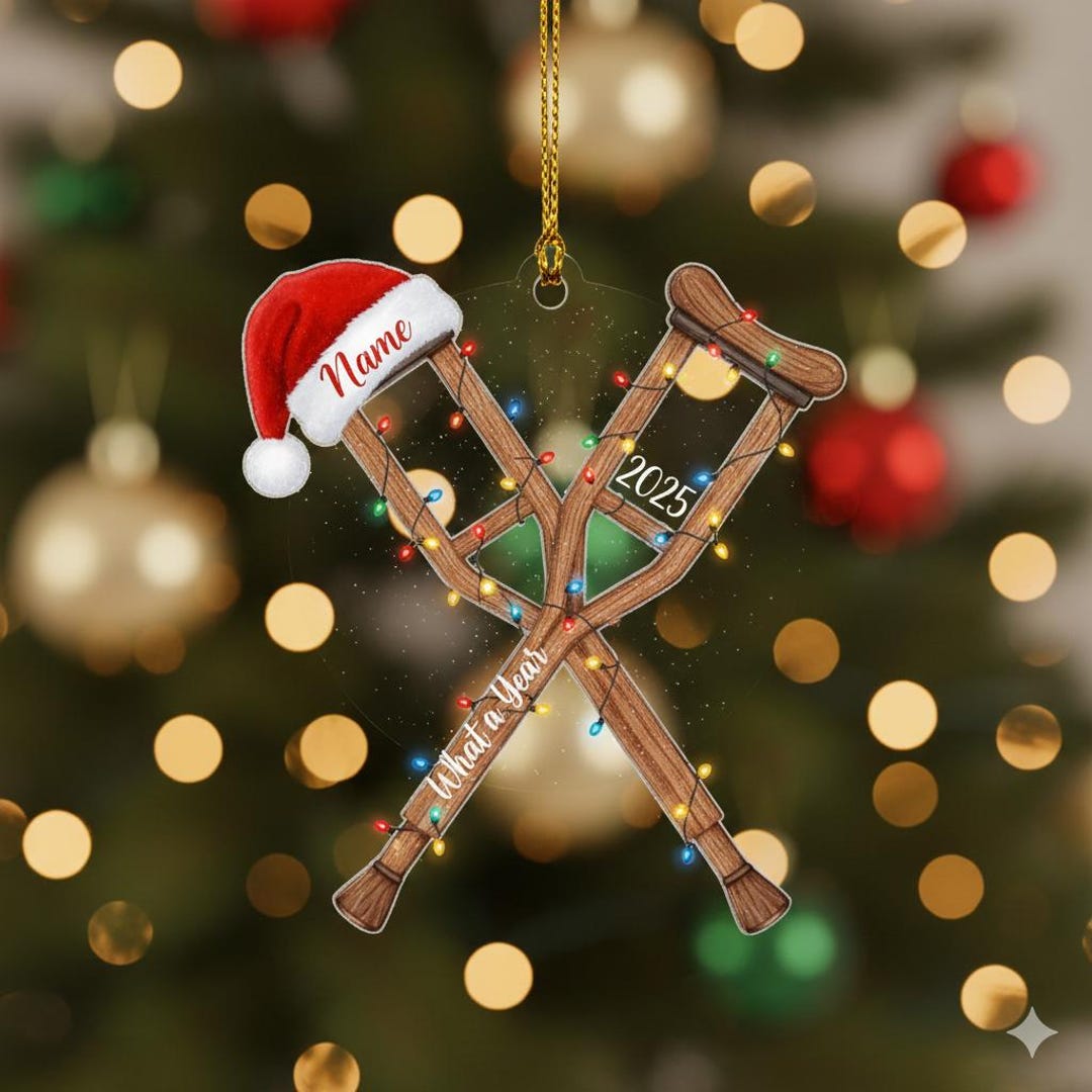Funny Injury Christmas 2D FLAT Ornament/crutches Holiday Tree ...