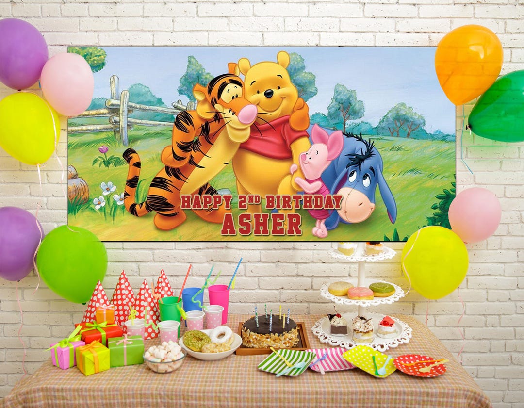 Printed Winnie the Pooh Backdrop, Custom Winnie the Pooh Banner ...