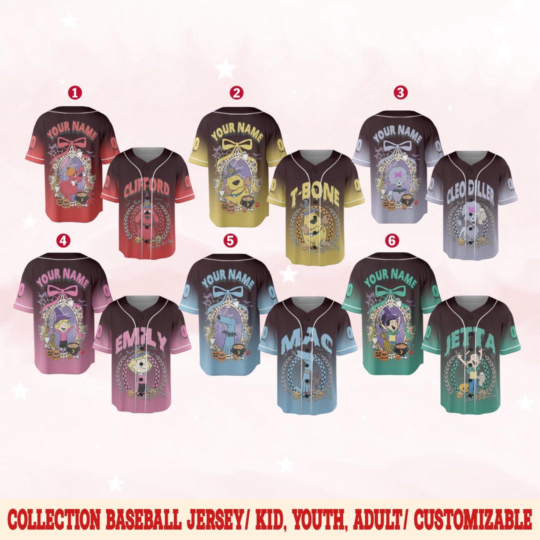 Clifford the Big Red Dog Checkered Halloween Baseball Jersey, Clifford ...