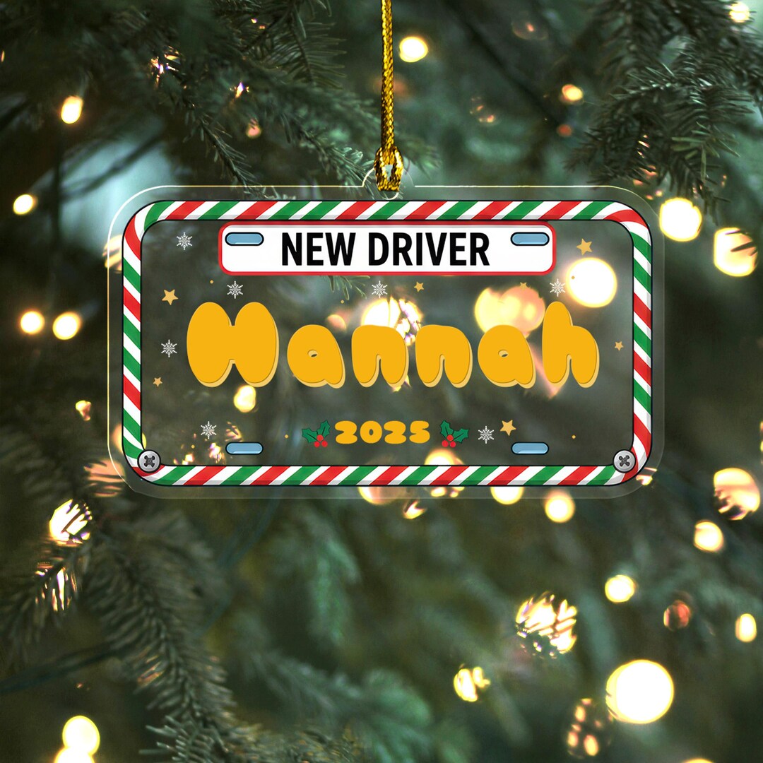 Custom New Driver Christmas Ornament: License Plate Acrylic Ornament ...