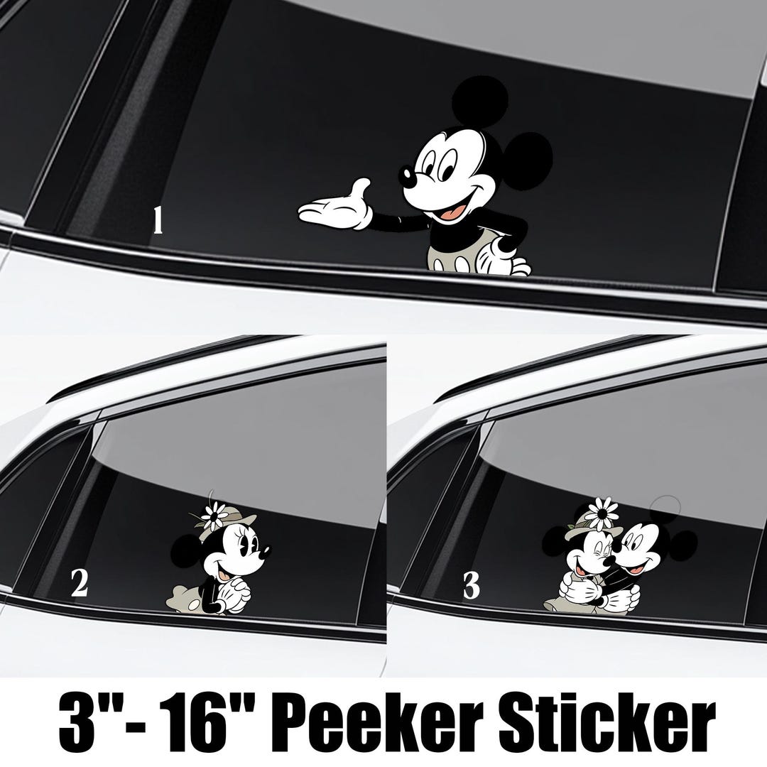 Mickey Mouse and Minnie Mouse Together Hugging Disney Peeker Peeking ...