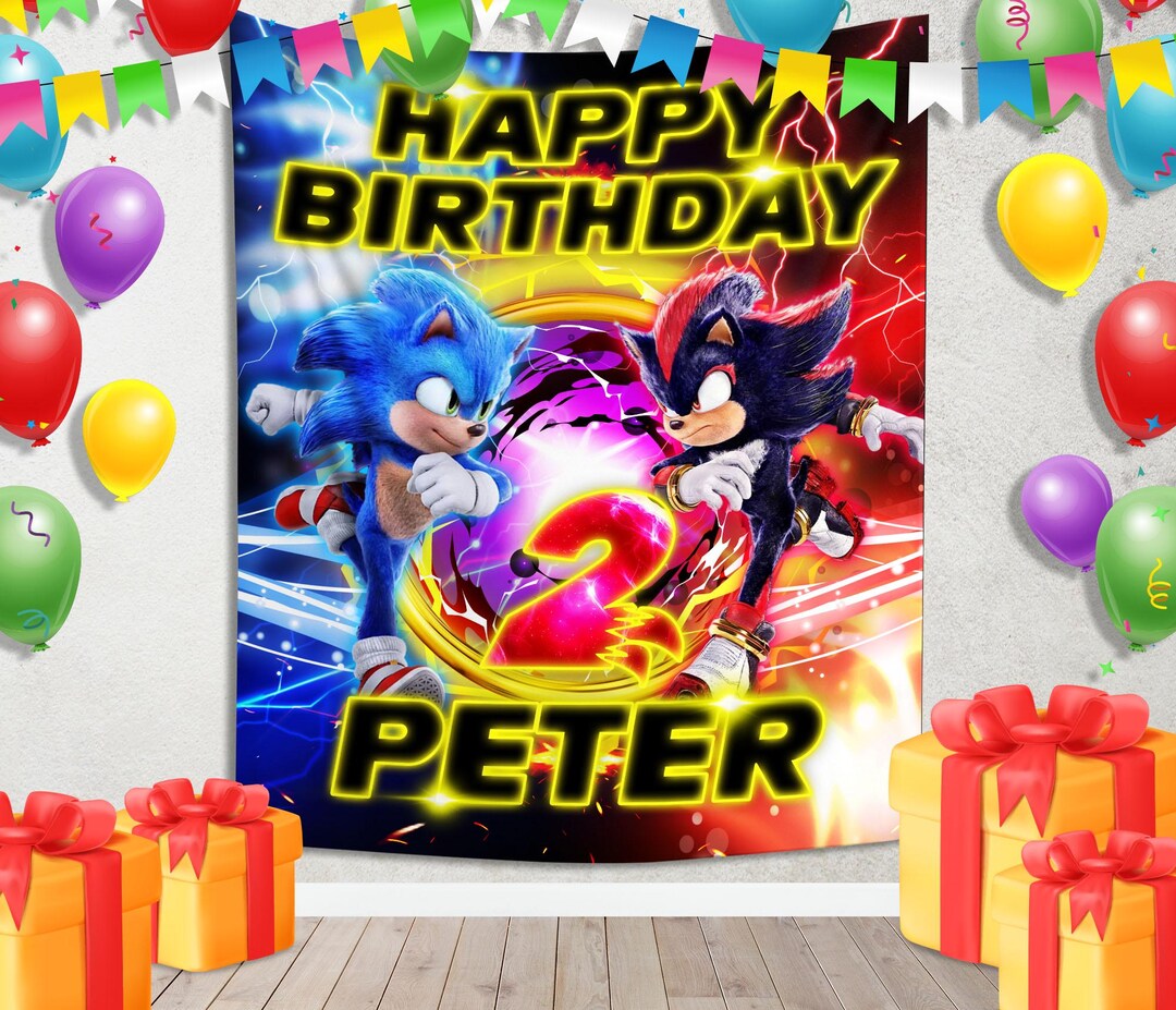Sonic Birthday Banner, Sonic Birthday, Custom Sonic Backdrop, Kids ...