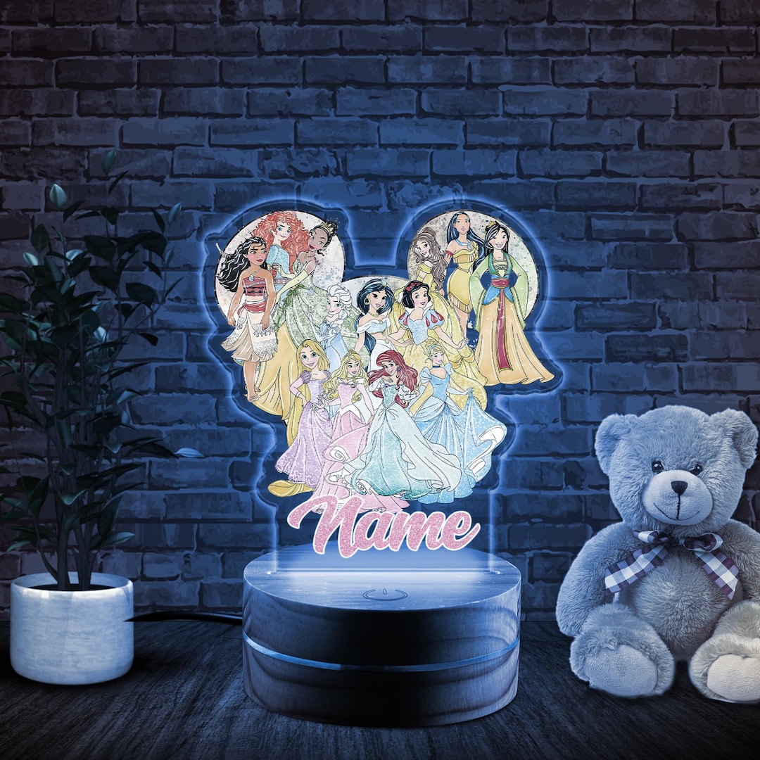 Personalized Princess Night Light, Disney Watercolor Castle Night Light ...