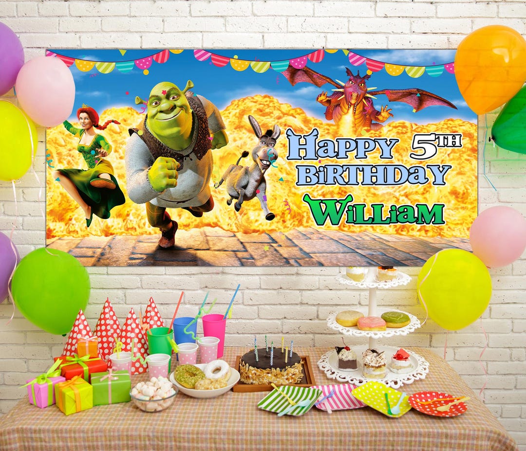Shrek Birthday Party, Shrek Party Banner, Shrek Birthday Backdrop ...
