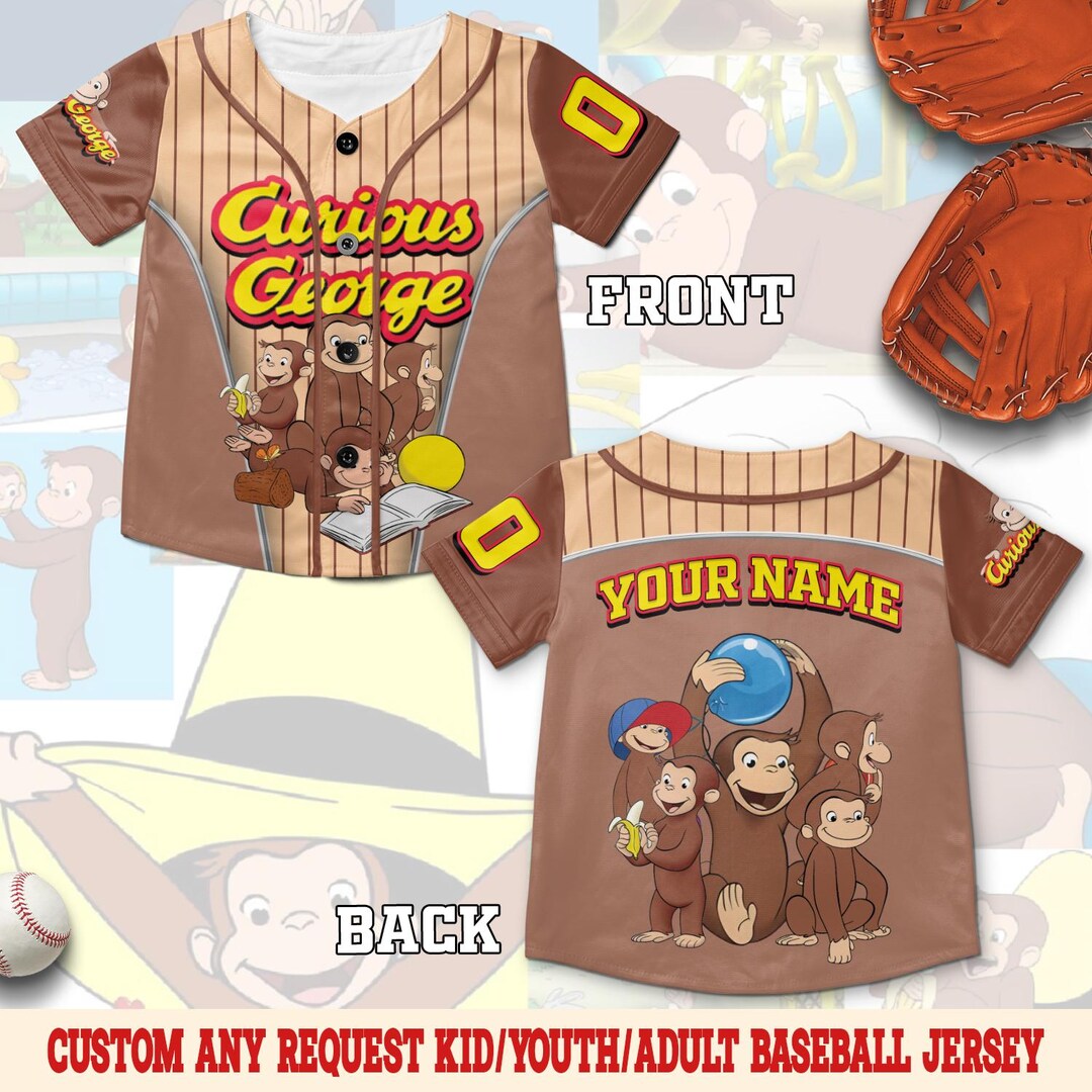 Curious George Birthday Baseball Jersey/curious George Baseball Shirt ...