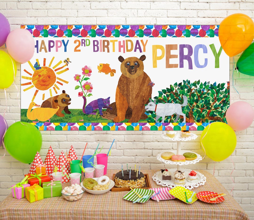 Eric Carle Brown Bear Birthday Banner Backdrop/brown Bear Birthday ...
