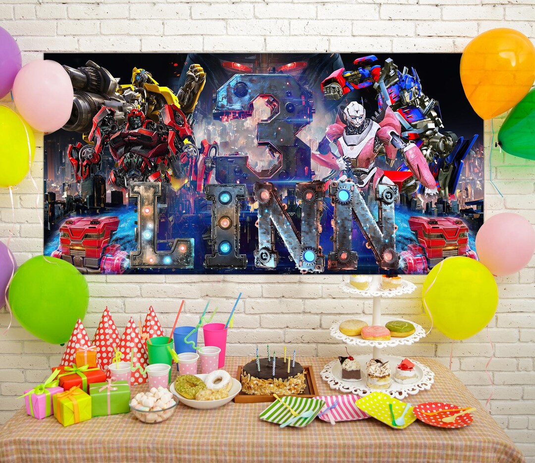 Transformers 3D Birthday Party Backdrop/transformers 3D Birthday Banner ...