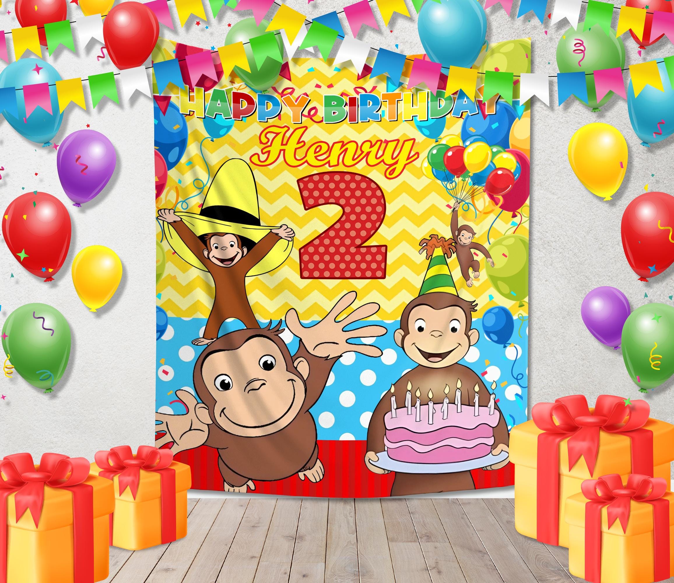 Curious George Happy Birthday Banner