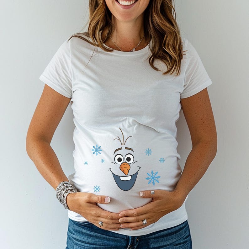 Olaf Maternity Shirt, Cute Frozen Snowman Pregnancy Tee, Funny Olaf Big ...