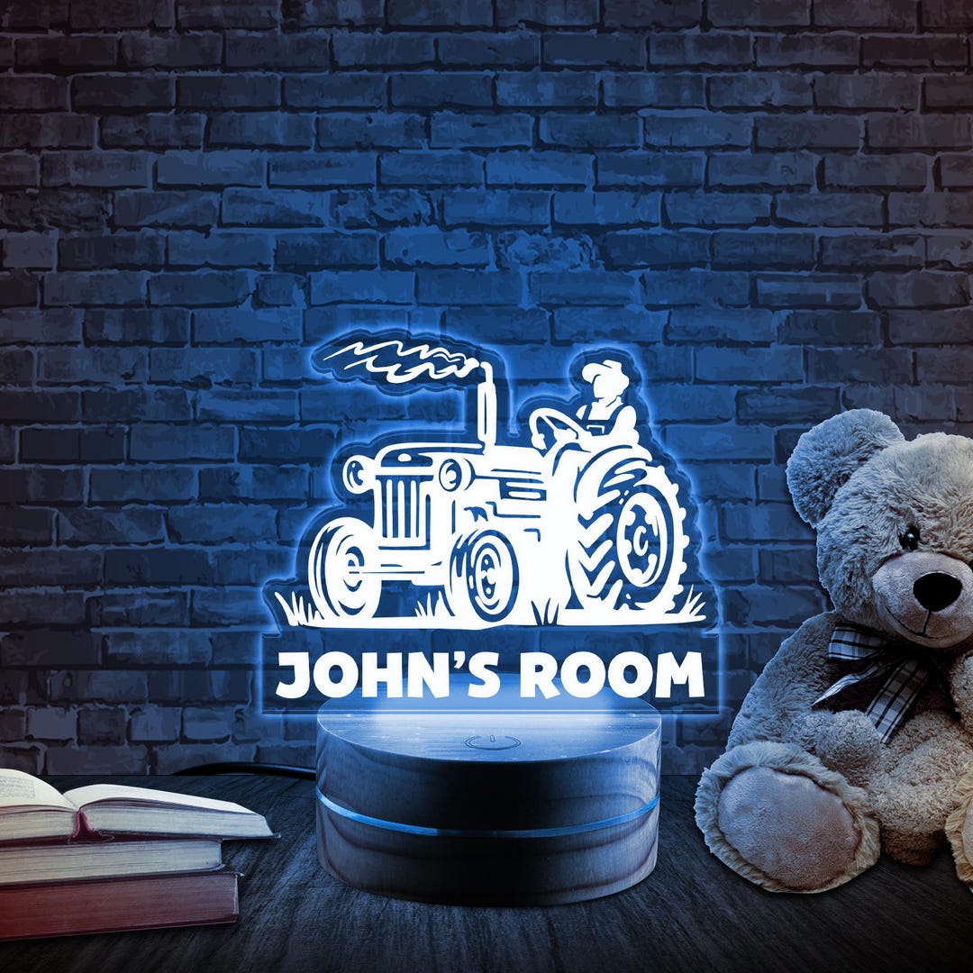 Personalized Tractor Night Light, Farming Boys Acrylic Led Night Light ...