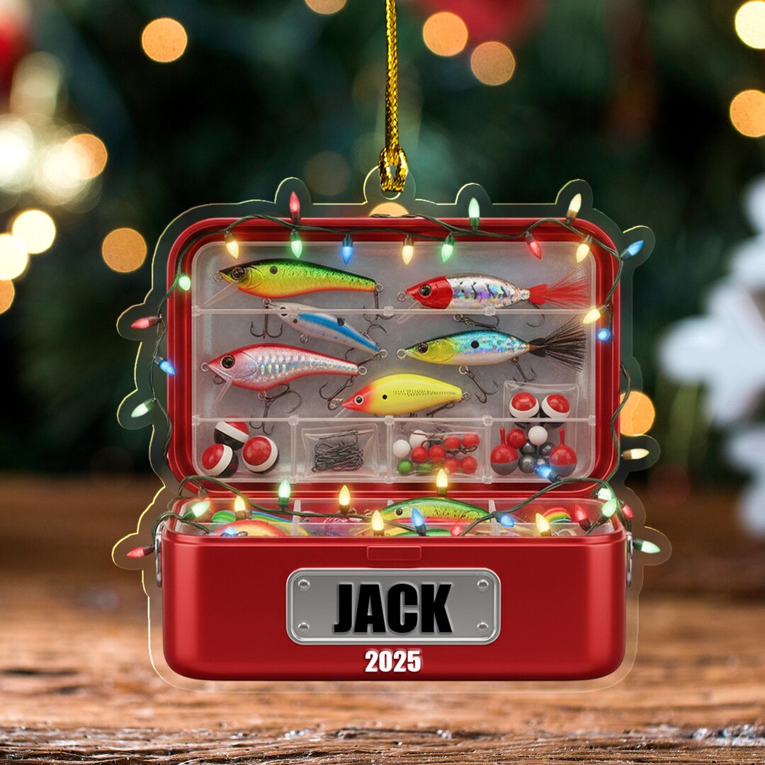 Fishing Tackle Box 2D Flat Acrylic Ornament Not 3D, Fisherman Ornament ...