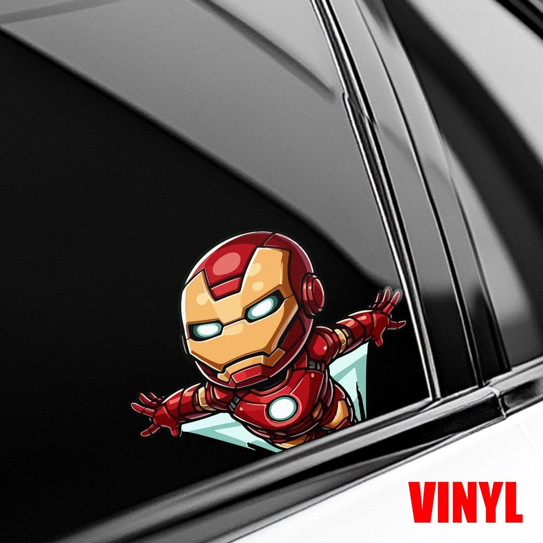 Iron Man Peeker Peeking Car Window Decals - Bumper Waterproof Stickers ...