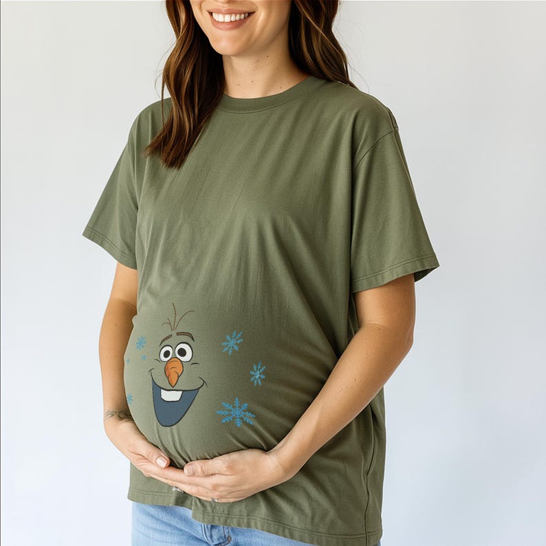 Olaf Maternity Shirt, Cute Frozen Snowman Pregnancy Tee, Funny Olaf Big ...