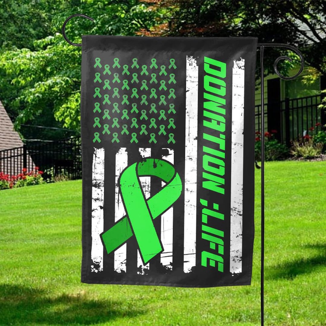 Green Ribbon Organ Donation Awareness Garden Flag,transplant Awareness ...