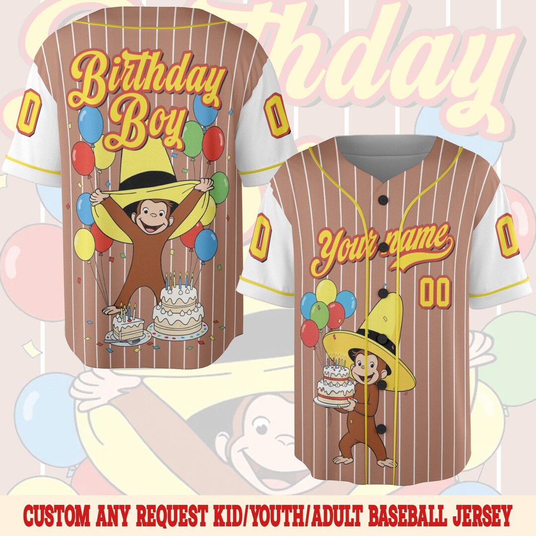 Curious George Birthday Baseball Jersey/curious George Baseball Shirt ...