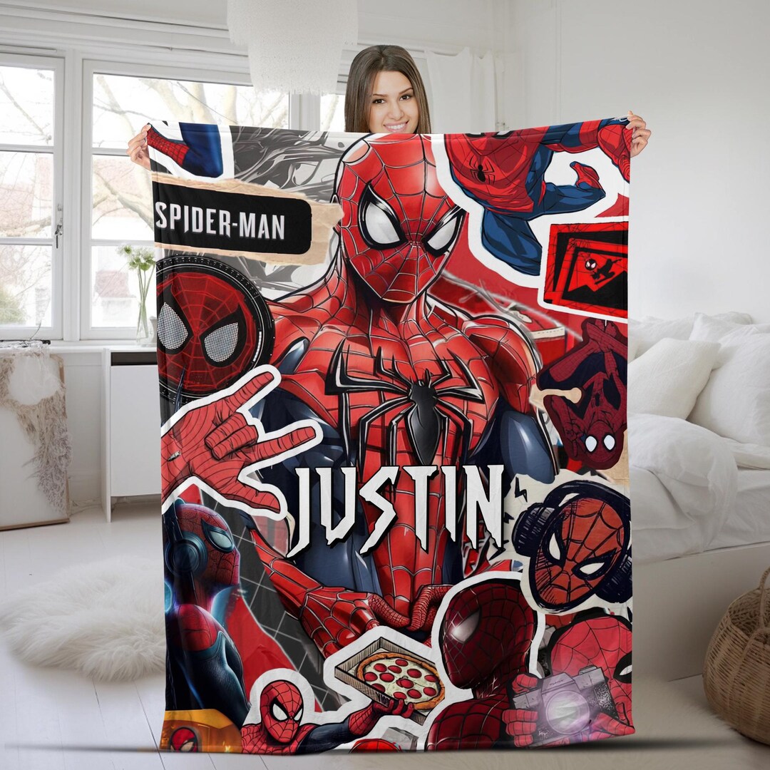 Personalized Spider Blanket, Custom Name Kids Throw, Spider Web Design ...