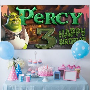 Shrek Birthday Party, Shrek Party Banner, Shrek Birthday Backdrop ...