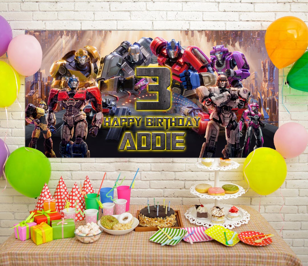 Transformers Birthday Party Backdrop Transformers Birthday Banner ...