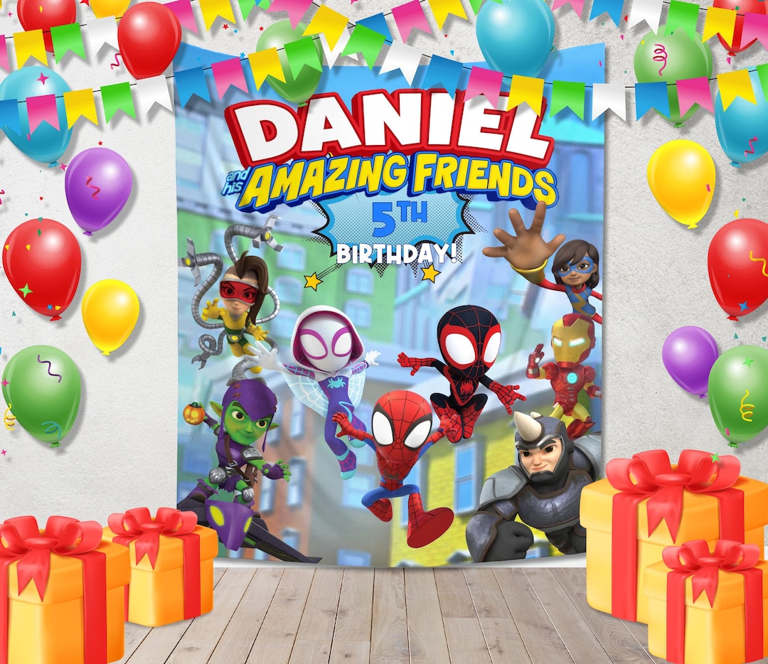 Spidey Amazing Friends Birthday Party Backdrop/spiderman Birthday ...