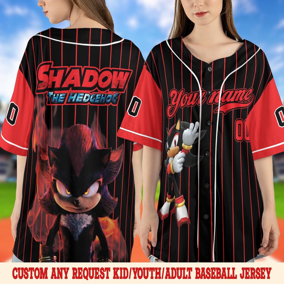 Custom Sonic Shadow Baseball Jersey, Personalized Sonic Shadow Baseball ...