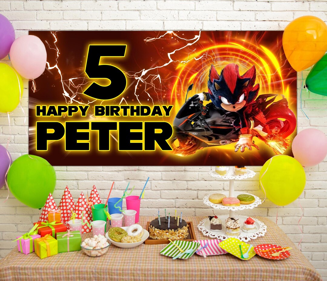 Shadow the Hedgehog Birthday Party Banner, Shadow Birthday Banner ...
