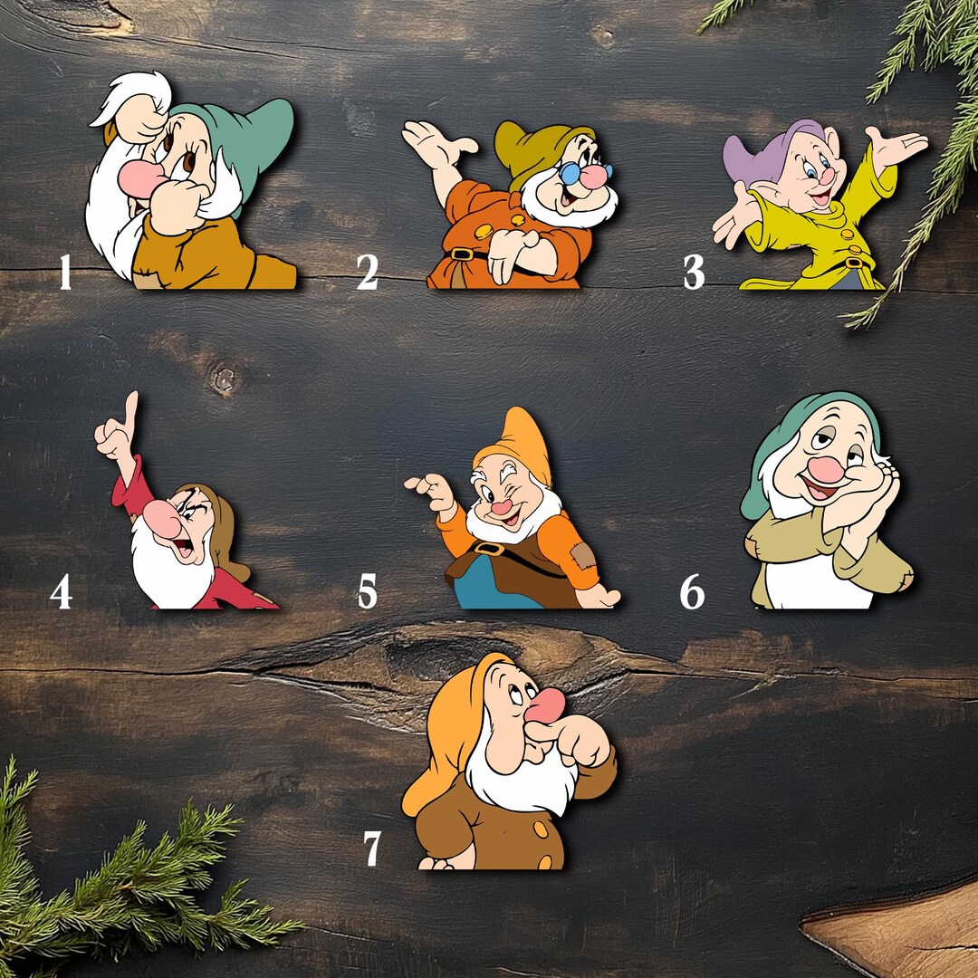 Seven Dwarfs Peeker Sticker – Snow White Characters Peeking Vinyl Decal ...