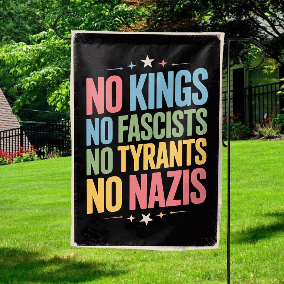 No Kings No Fascists No Tyrants No Nazis Flag, Anti-fascist Protest ...