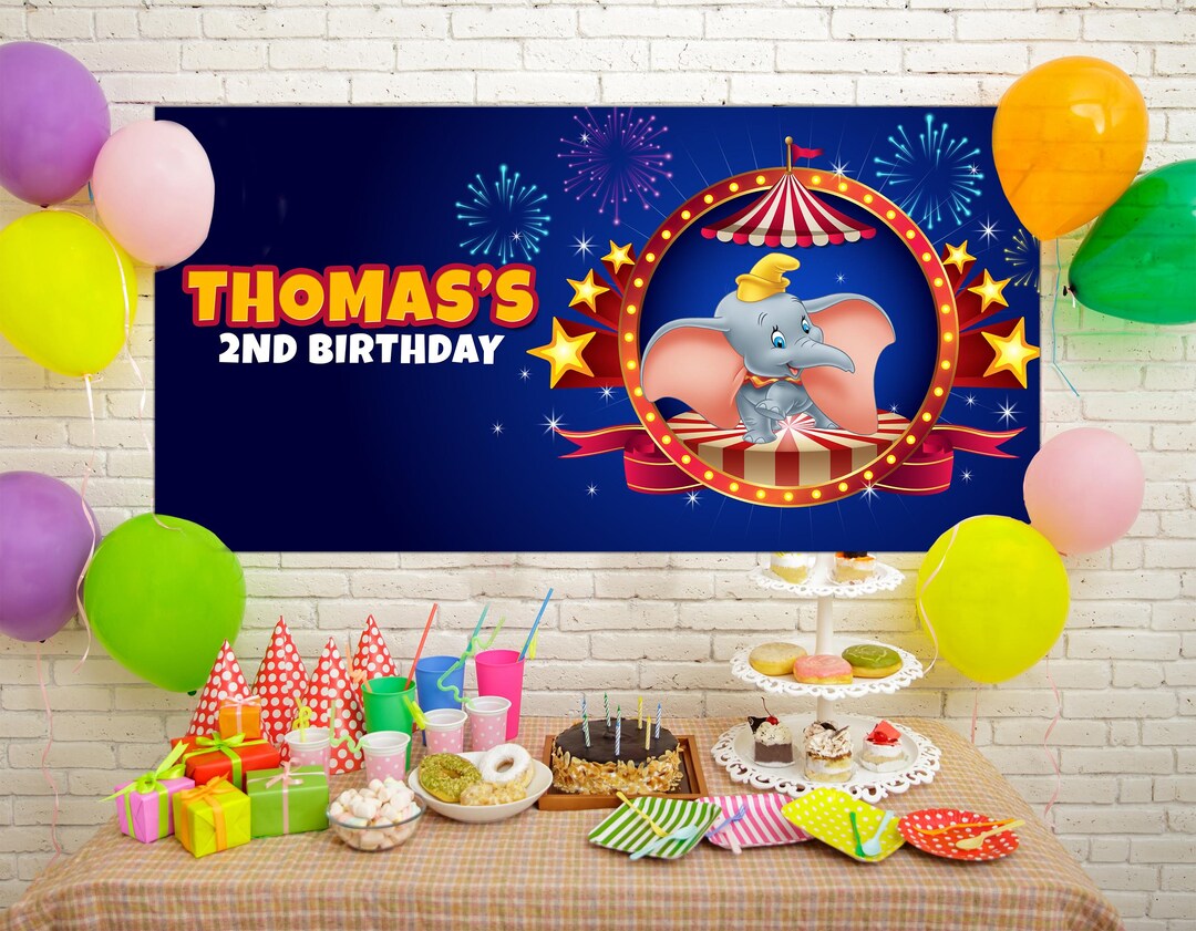 Dumbo Backdrop, Dumbo Backdrop Birthday, Dumbo Party, Dumbo Party ...