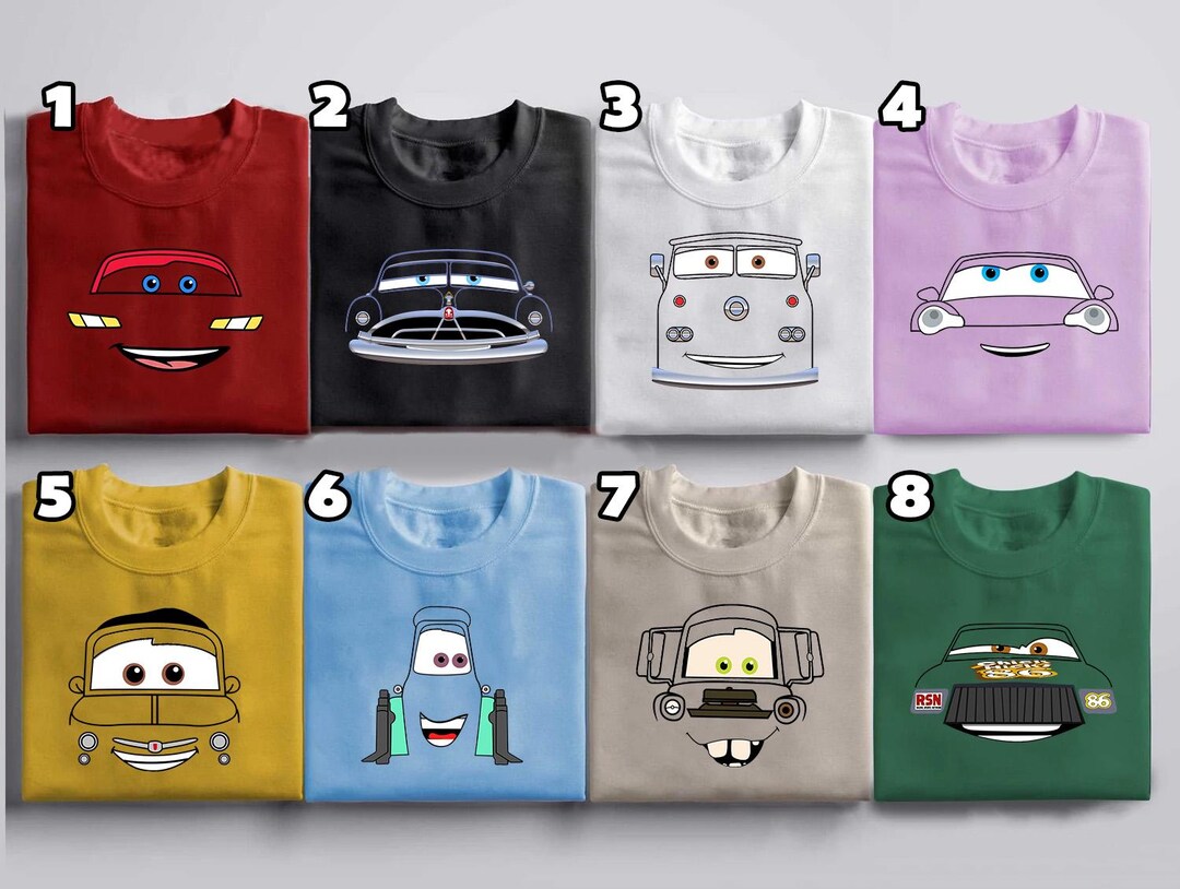 Disney Cars Face Outline Family Matching Shirt, Cars Group Shirt ...
