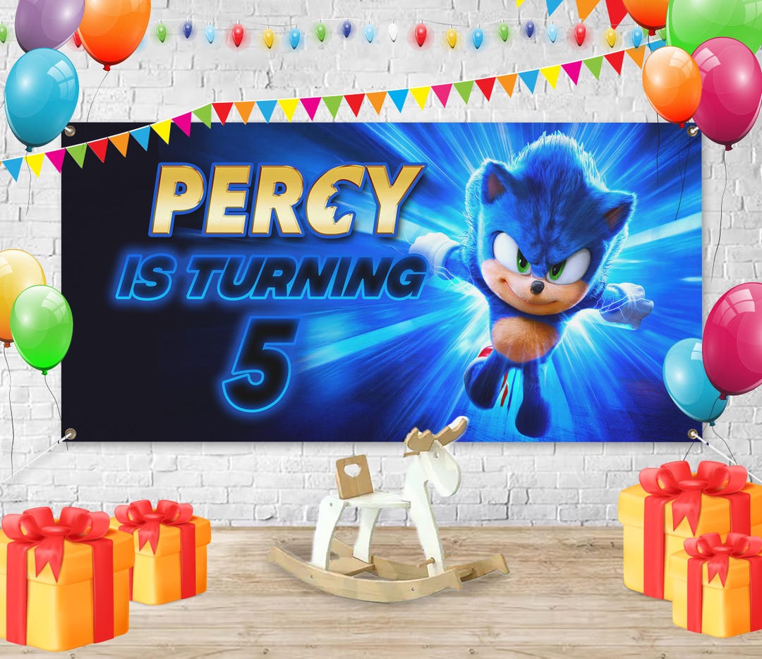 Sonic Birthday Party Backdrop/sonic Hedgehog 3 Birthday Banner/custom ...