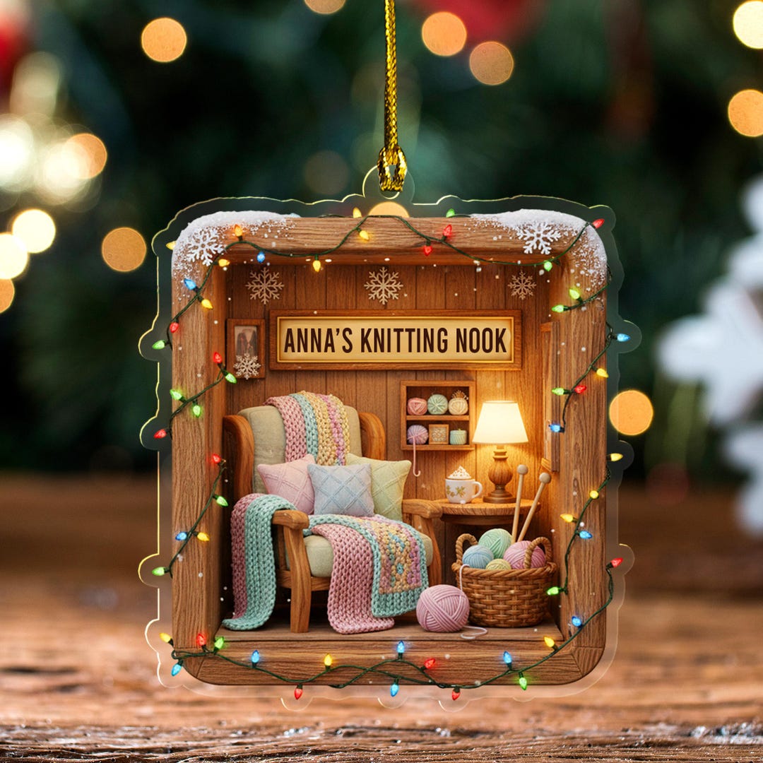 Custom Knitting Nook Christmas Ornament/crochet Corner Ornament/grandma ...