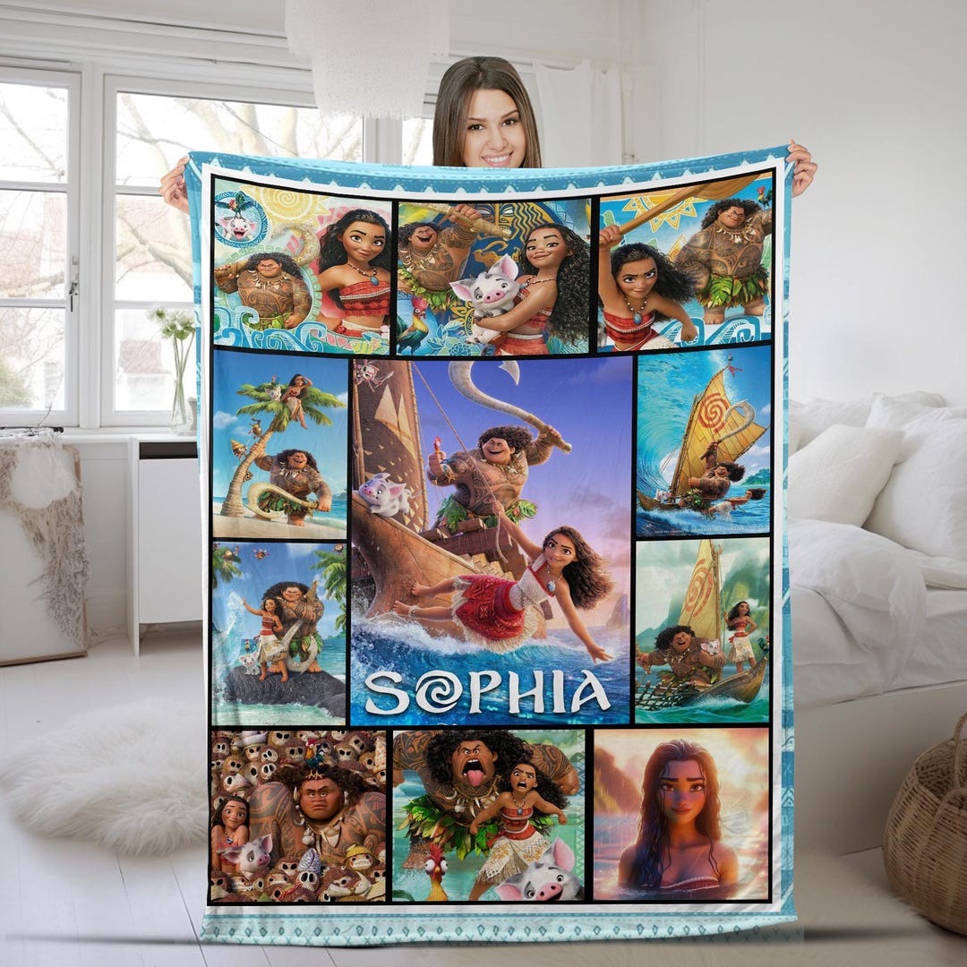 Custom Moana Fleece Blanket, Moana and Maui Blanket, Princess Moana ...
