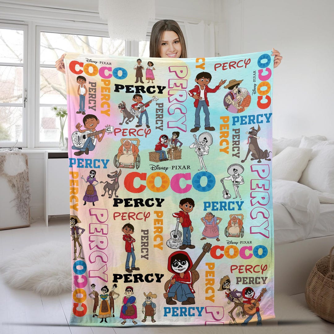 Personalized Watercolor Disney Pixar Coco Blanket, Custom Name Miguel ...