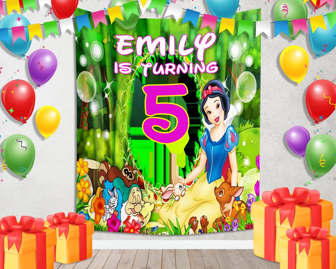 Snow White Birthday Backdrop,snow White Banner,birthday Backdrop ...