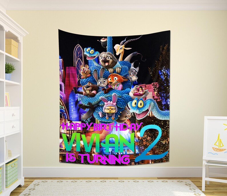 Zootopia 2 Birthday Party Backdrop Zootopia Baby Shower Banner ...