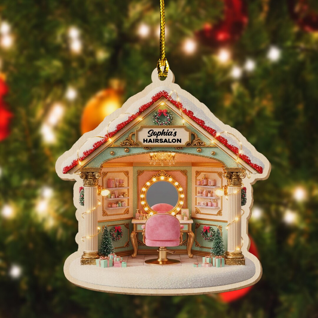 Personalized Hair Salon Christmas Ornament 2D Flat Acrylic Ornament for ...