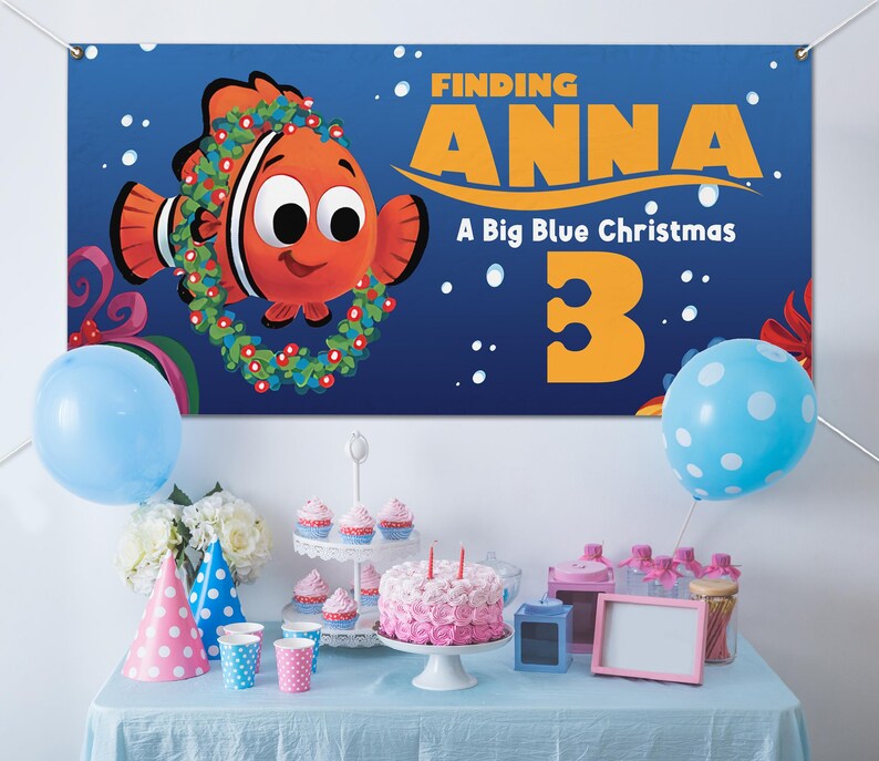 Custom Backdrop Finding Nemo Christmas Banner, Personalize Nemo Dory ...