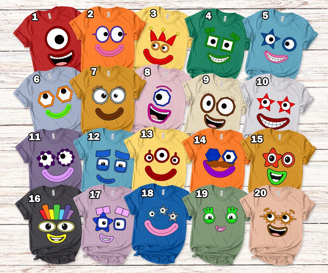Custom Blocks Face Costume Group Matching Shirt, Number Blocks ...