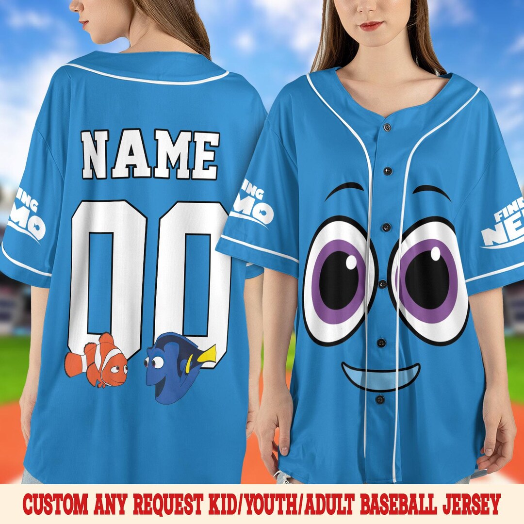 Finding Nemo Baseball Jersey, Personalized Number Name Jersey, Nemo ...